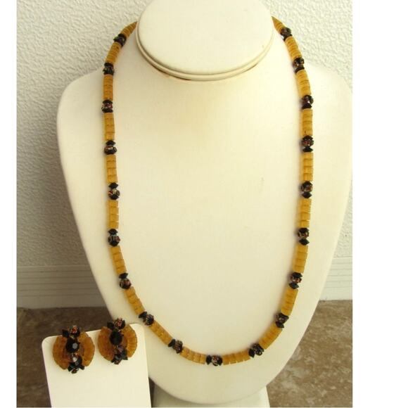 Vintage | Jewelry | Rare Honey Gold Czech Atlas Glass Rhinestone ...